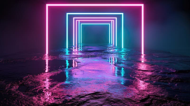 Neon tunnel in ocean stock photo. Image of beach, exploration - 375049614