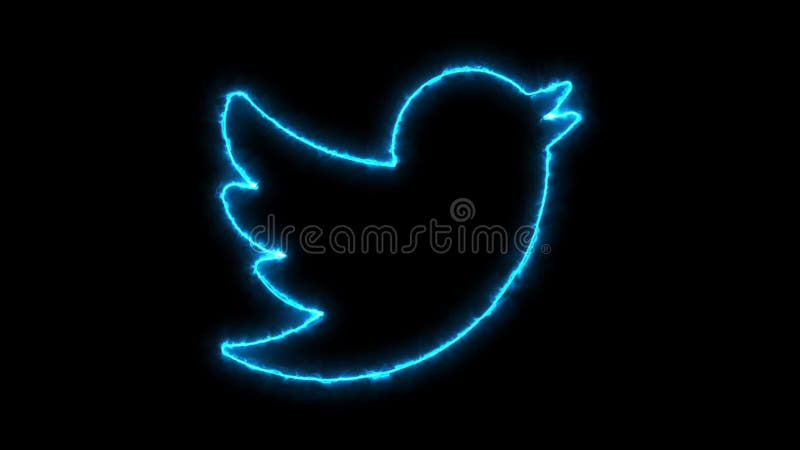 Neon Twitter Icon with Blue Glowing Led Light Stock Footage - Video of ...