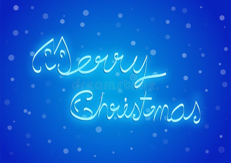 Neon Typography Text on Blue Gradient Background for Merry Chris Stock ...