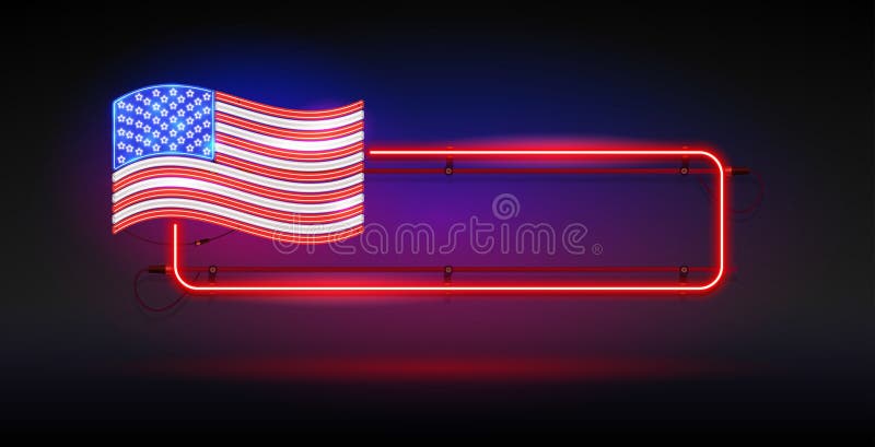 USA Flag Neon Vibe Colors stock illustration. Illustration of states ...