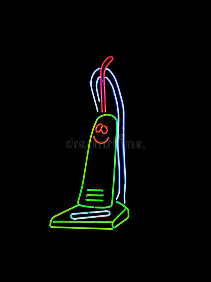 Neon Vacuum Cleaner Sign stock image. Image of outdoors - 12503957