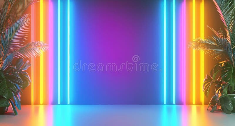 Neon Vaporwave Abstract Background Art Stock Illustration ...