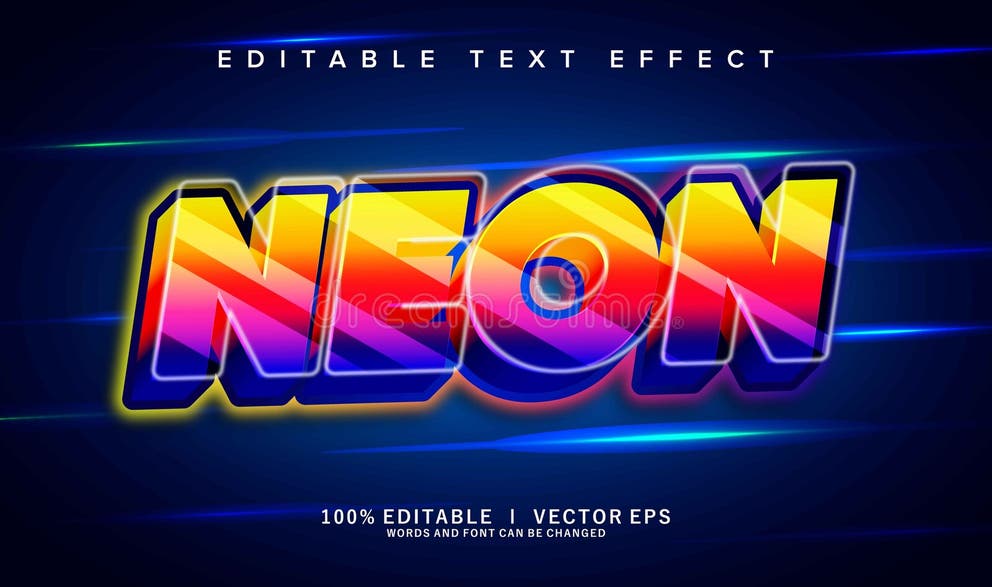 Neon Vector Text Effect with Modern Style Design Stock Illustration - Illustration of typo ...