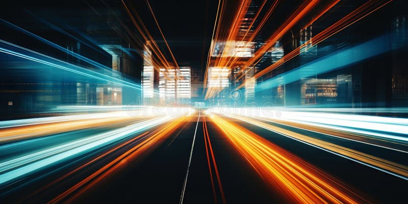 Neon Velocity: Urban Pulse of the Night. Speed Light Trails Stock Photo ... Neon Velocity: Urban Pulse of the Night. Speed Light Trails Stock Photo ...