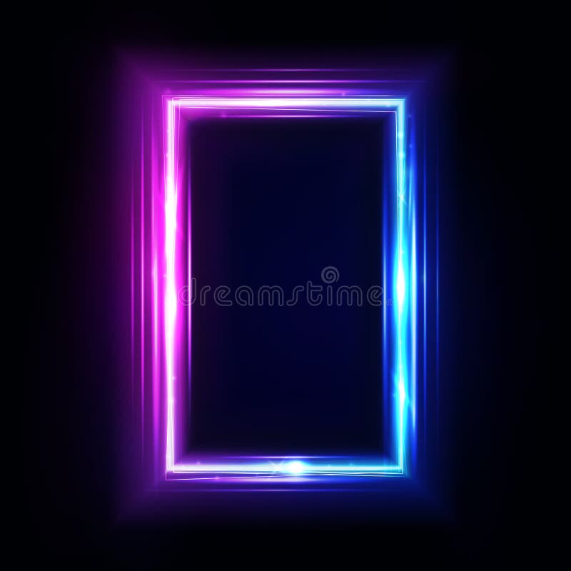 Neon Vertical Rectangle Frame, Border. Neon Lights Sign. Vector ...