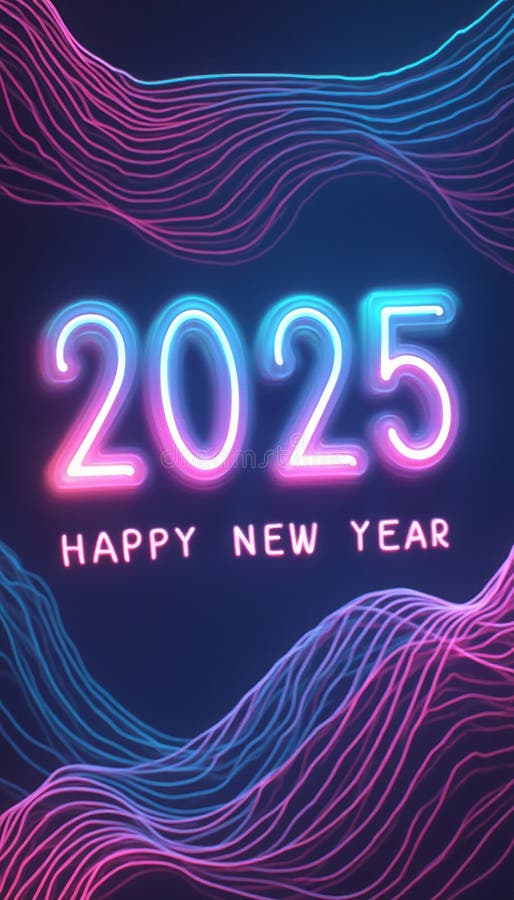 Neon 2025 Vibrant Waves New Year Celebration Stock Photos - Free ...