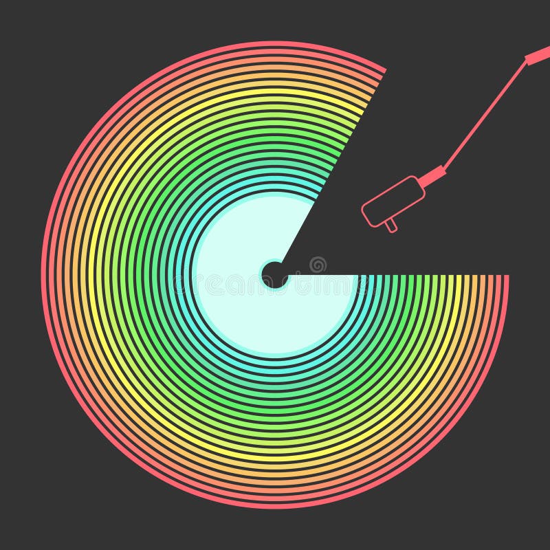 Neon Vinyl Record Isolated on Black. Vintage Poster of a Neon Vinyl ...