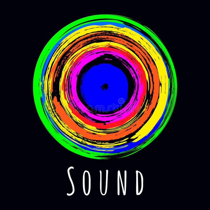 Neon Vinyl Record. Music Disc, Vinyl Music Waves. Disc Cover, Flyer ...