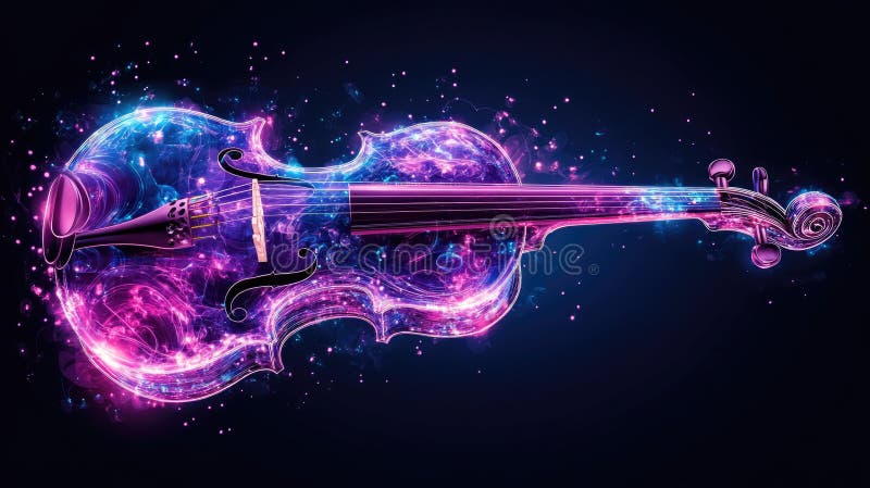 Neon Violin with Vibrant Energy and Bright Colors Stock Photo - Image ...