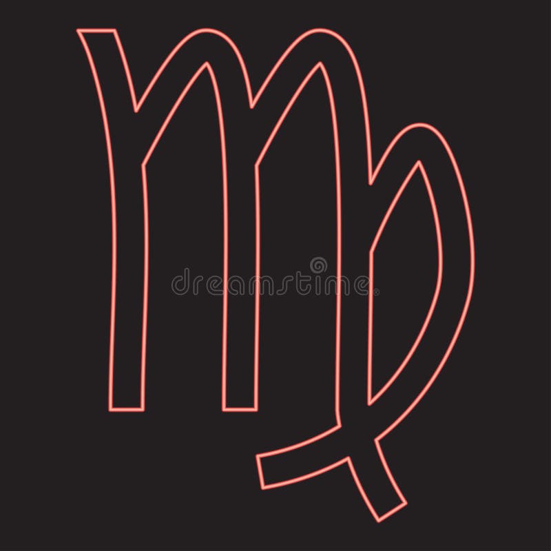 Neon Virgin Symbol Zodiac Red Color Vector Illustration Image Flat ...