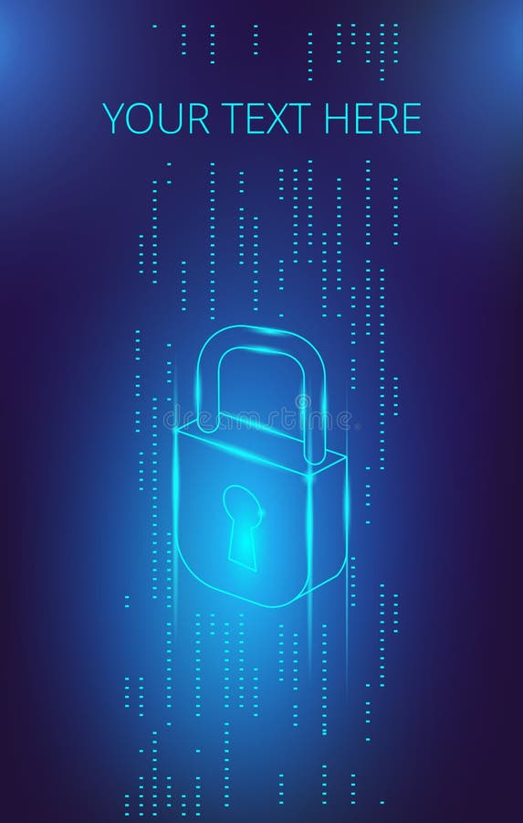 Neon Virtual Lock on the One of the Data Stream. Stock Vector ...