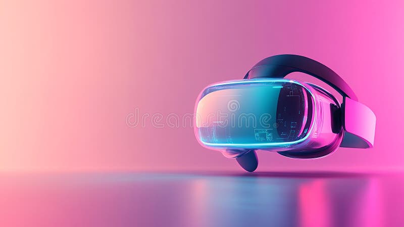 Neon Virtual Reality Headset Floating in Cyberpunk Gradient Ambiance ...