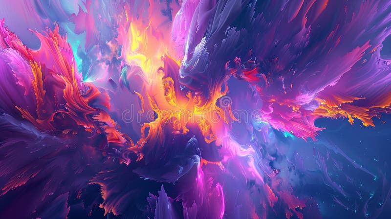 Neon Vortex: Fractal Color Explosion Stock Illustration - Illustration ...