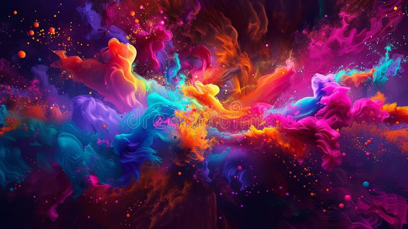 Neon Vortex: Fractal Color Explosion Stock Illustration - Illustration ...
