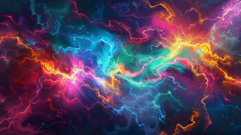 Neon Vortex: Fractal Color Explosion Stock Illustration - Illustration ...