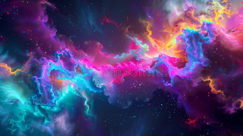 Neon Vortex: Fractal Color Explosion Stock Illustration - Illustration ...