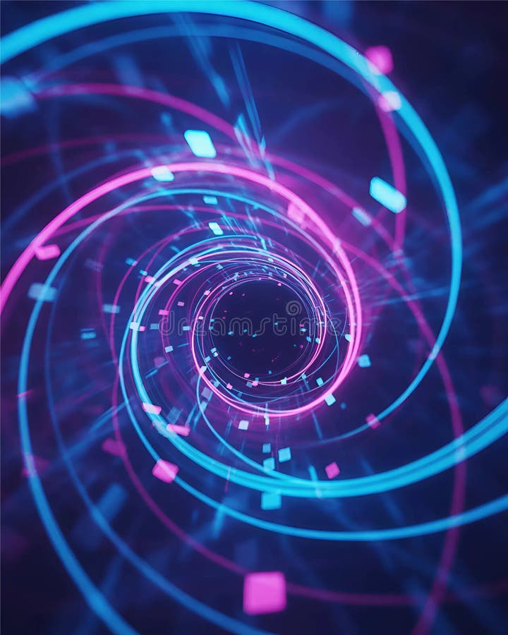 Neon Vortex Tunnel EPS Vector Futuristic Glowing Spiral Lights Abstract ...