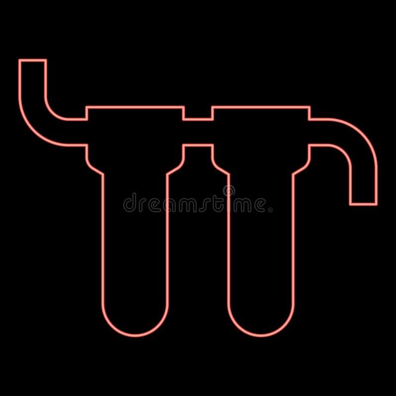 Neon Water Filters To Purify Drinking Red Color Vector Illustration ... Neon Water Filters To Purify Drinking Red Color Vector Illustration ...
