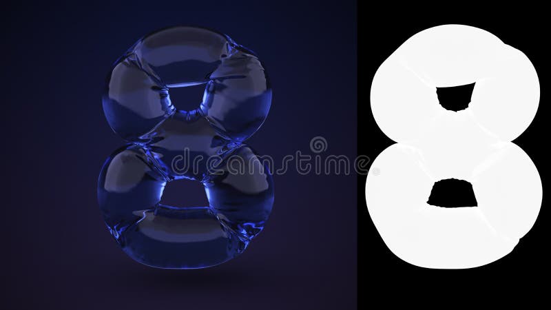 Neon Water Number 8. Numerals Bubble Set Font. Typography Design ...