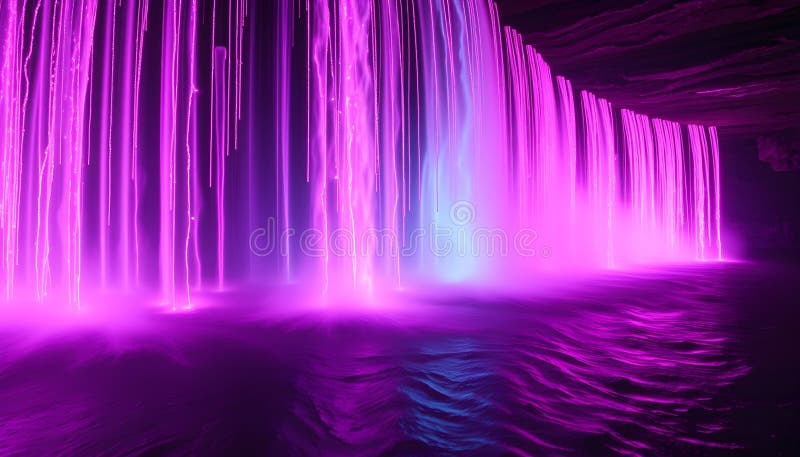 Neon Waterfall: a Mesmerizing Display of Light and Water Stock ...