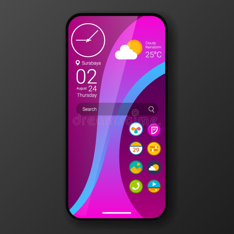 Custom Home Screen User Interface Mobile App Realistic Stock Vector ...