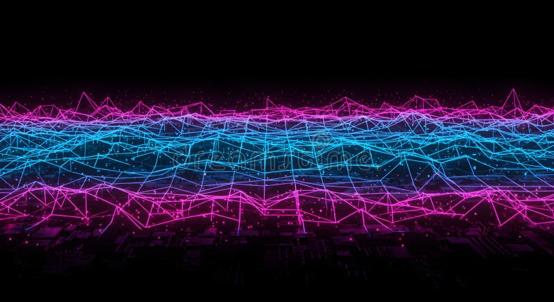 Neon Wave Data Visualization Stock Photo - Image of dark, lines: 368254424