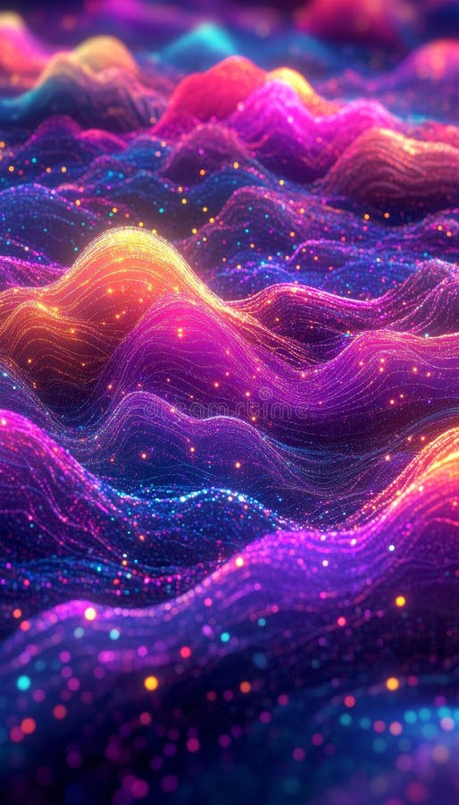 Neon Wave Energy a Captivating 3D Render of Flowing Abstract Ribbons ...