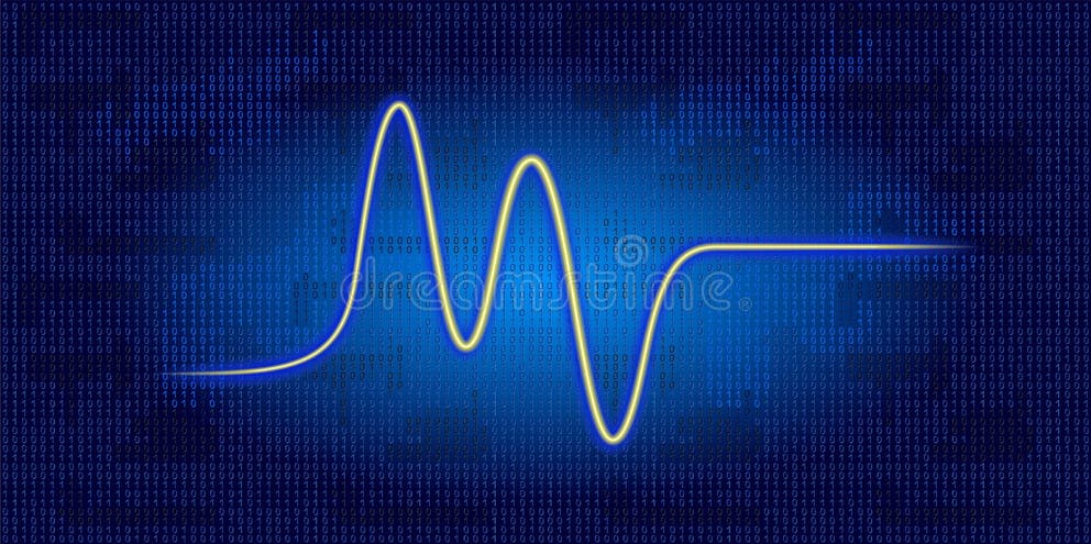 Neon Wave Graph Against Binary Code Background Stock Vector ...