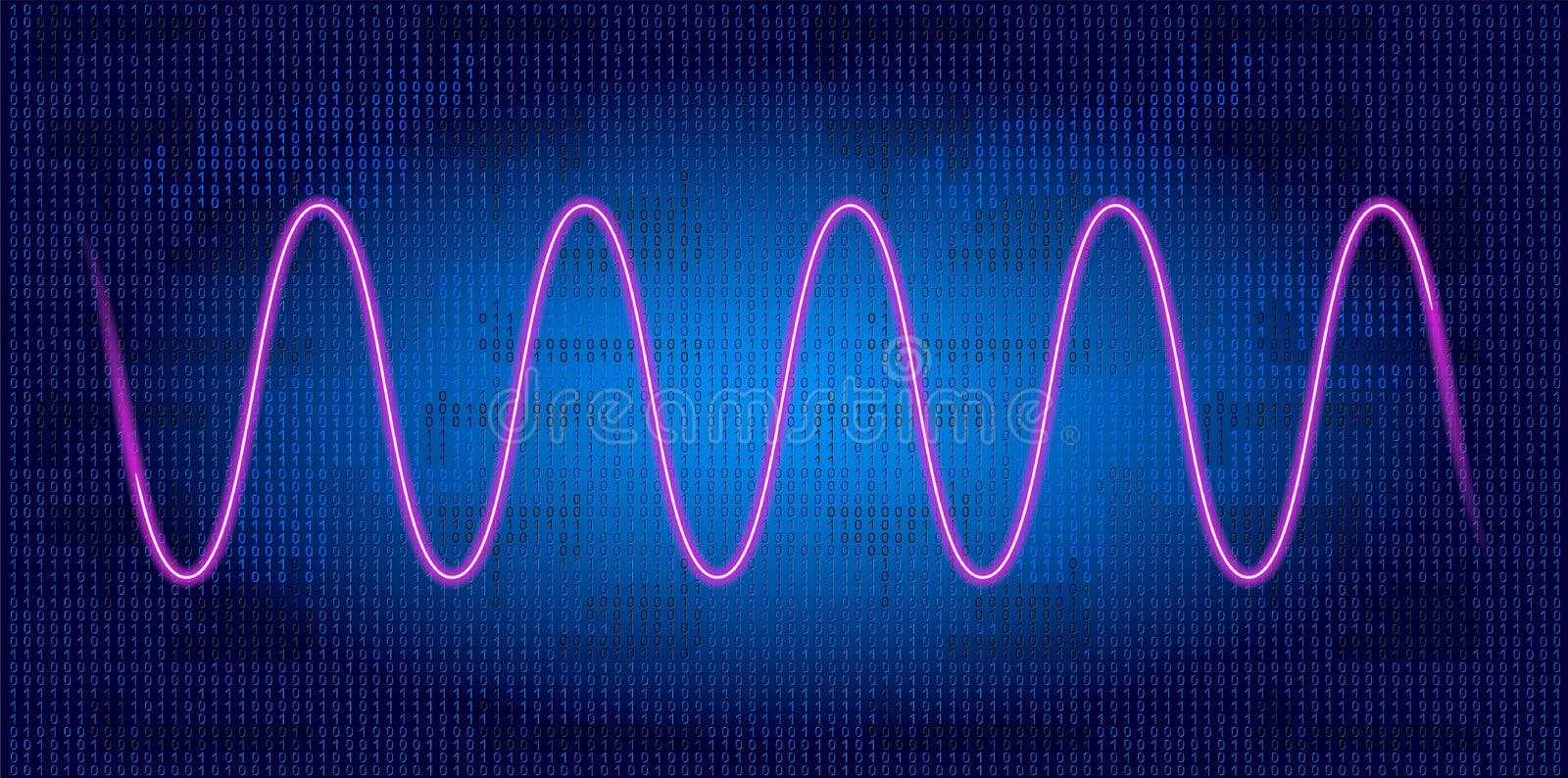 Neon Wave Graph Against Binary Code Background Stock Vector ...