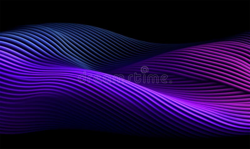 Neon Wave Pattern Dark Wallpaper Stock Illustration - Illustration of ...