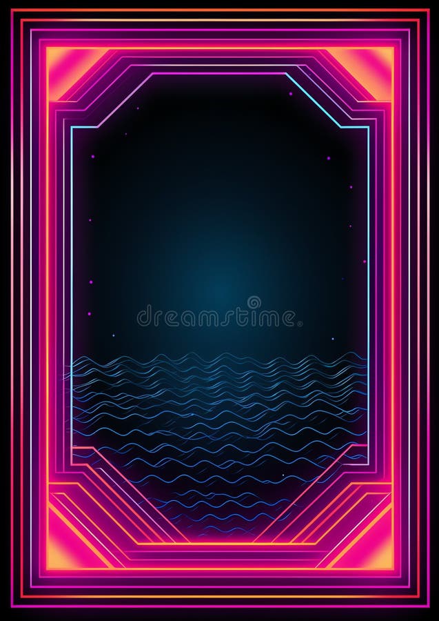 Neon Wave Pattern Frame 80s Retro Nostalgic Stock Illustration ...