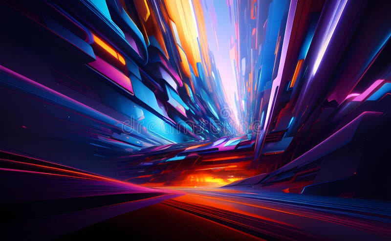 Neon Wave Patterns in Blue and Orange on Abstract Background ...