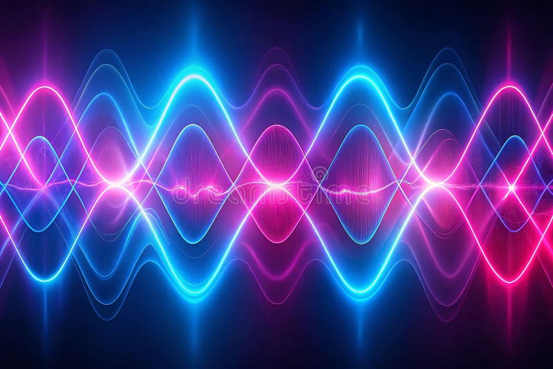 Neon Wave Patterns, Digital Art, Abstract Background, Glowing Stock ...