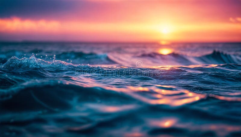 Neon Waves. Neon Glow of the Ocean Stock Illustration - Illustration of ...