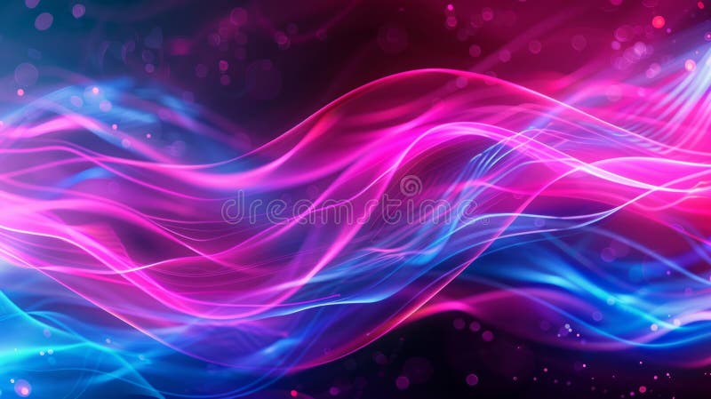 Neon Waves Intertwine with Digital Bokeh Lights Stock Image - Image of flowing, smooth: 311657757