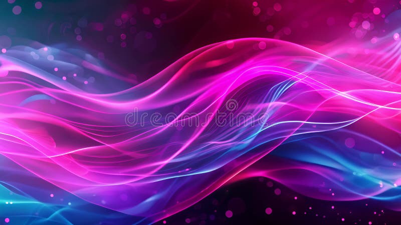 Neon Waves Intertwine with Digital Bokeh Lights Stock Video - Video of ...