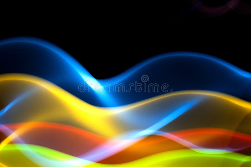 Neon Wavy Rainbow Lines on Black Background Stock Illustration ...