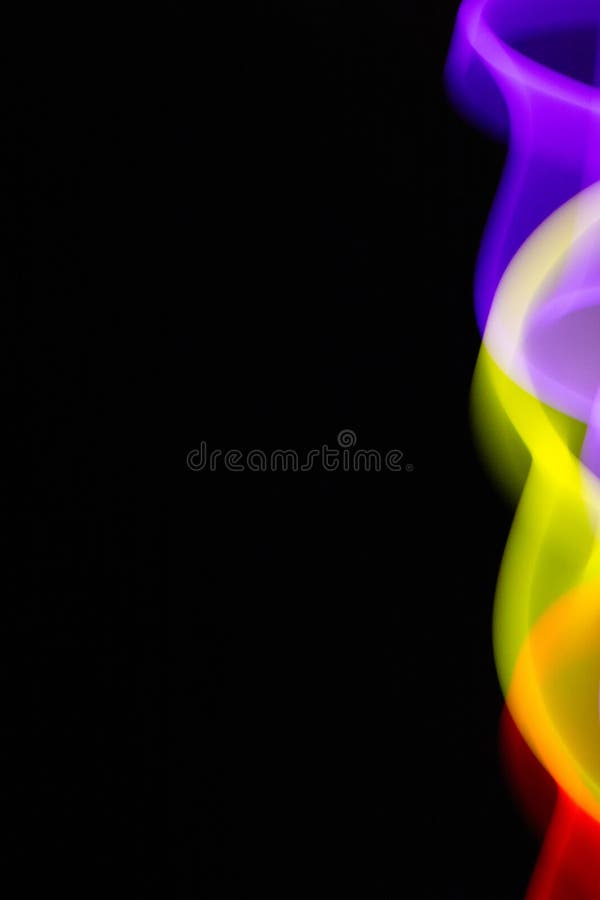 Neon Wavy Rainbow Swirls and Lines on Black Background Stock Photo ...
