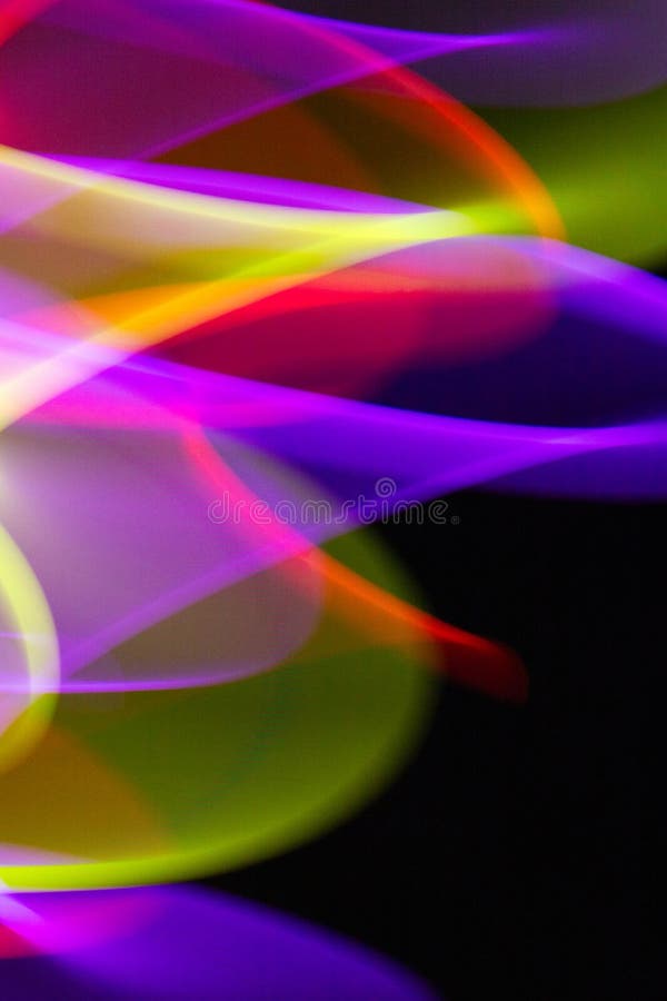 Neon Wavy Rainbow Swirls and Lines on Black Background Stock Image ...