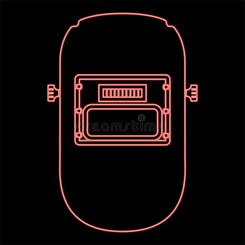 Neon Welder Mask Icon Black Color Vector Illustration Flat Style Image Red Color Vector ...