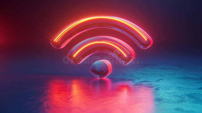 Neon Wifi Symbol. Generative by AI Stock Illustration - Illustration of ...