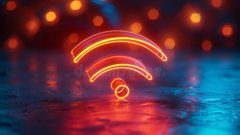 Neon Wifi Symbol. Generative by AI Stock Illustration - Illustration of ...