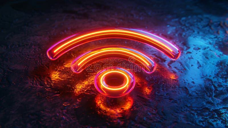Neon Wifi Symbol. Generative by AI Stock Illustration - Illustration of ...