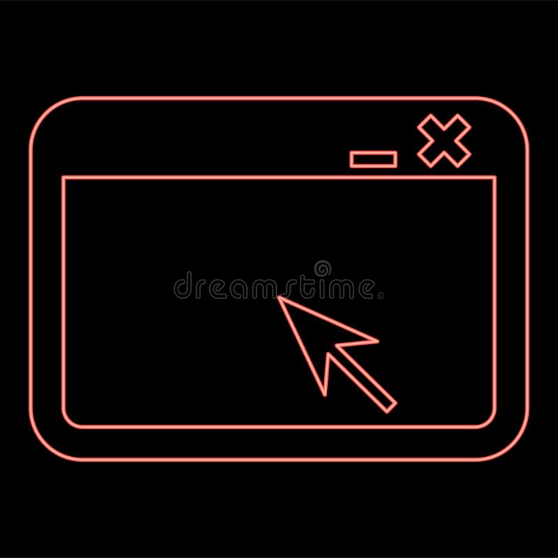 Neon Window Application with Arrow Browser Concept Web Page Red Color ...