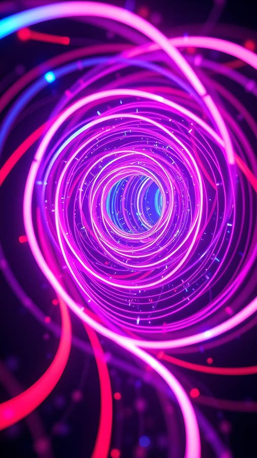Neon Wire Cable Spiral: Abstract High-Tech Tunnel Stock Illustration ...