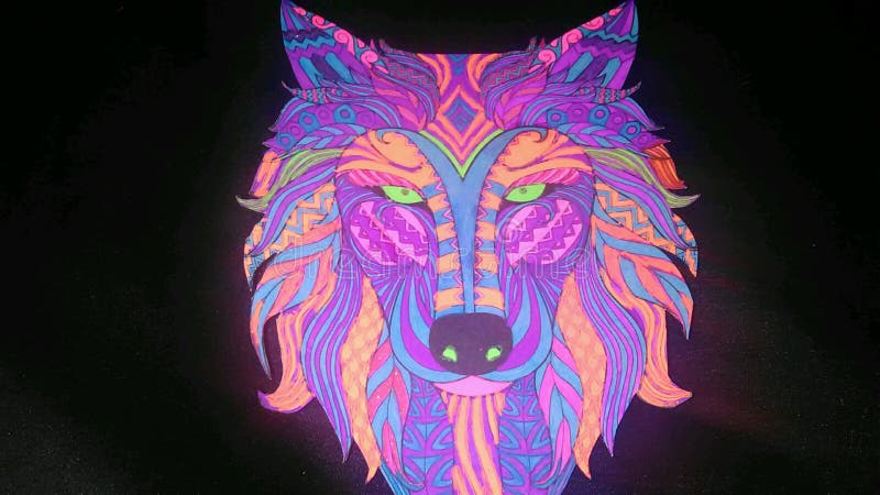 Neon Wolf stock illustration. Illustration of face, geometric - 96843617