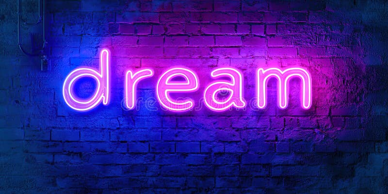 Neon word dream stock image. Image of lettering, blue - 336676301