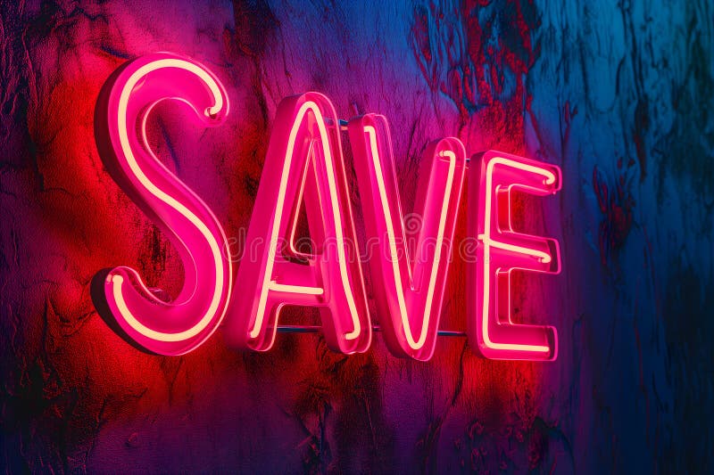 Neon Word SAVE on Dark Shabby Wall Stock Photo - Image of finance ...
