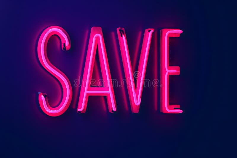 Neon Word SAVE on Dark Shabby Wall Stock Photo - Image of money ...
