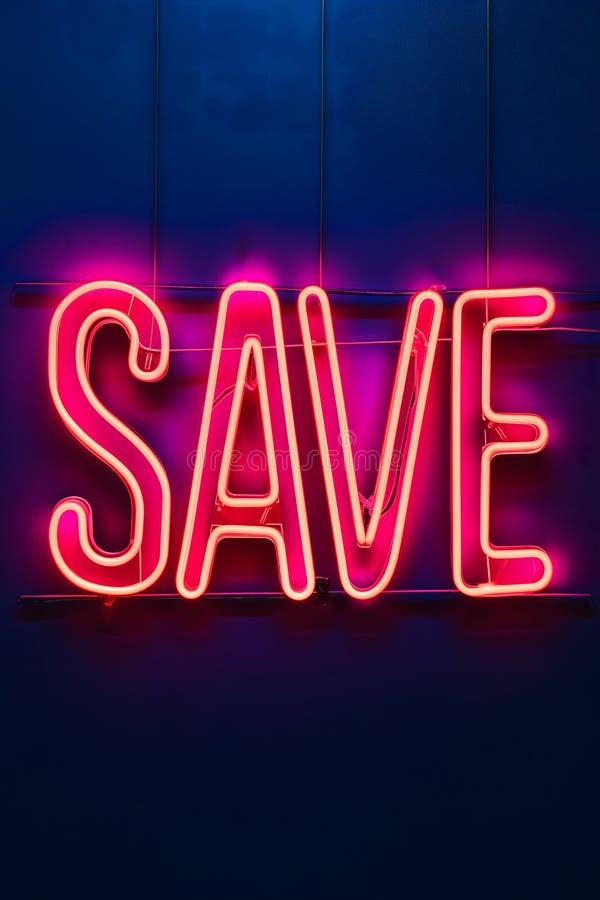 Neon Word SAVE on Dark Shabby Wall Stock Image - Image of trade ...